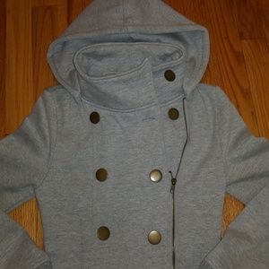 Aqua | Jackets & Coats | Aqua Gray Hooded Jacket | Poshmark